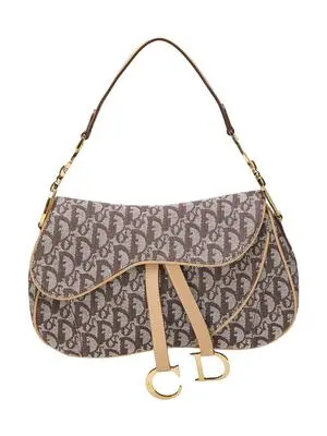 Dior Trotter Canvas Double Saddle Bag - Brown