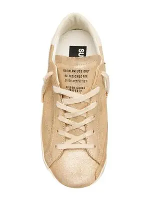 GOLDEN GOOSE Super-Star Glitter Suede Low-Top Sneakers Platinum