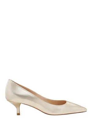 STUART WEITZMAN Metallic Leather Kitten-heel Pumps - Light Gold