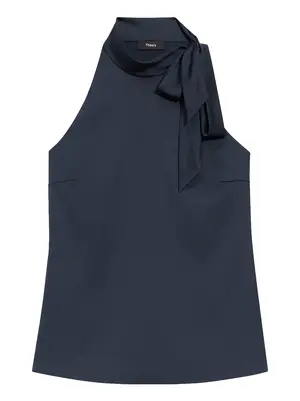 THEORY Theory Satin Tie Halter Blouse