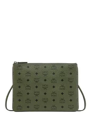 Mcm Medium Logo Crossbody Pouch Khaki Moss