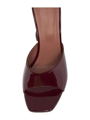 Amina Muaddi Lupita Patent Leather Mule Sandals - Wine