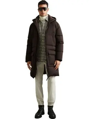 REISS Stratus Quilted Puffer Coat - Brown