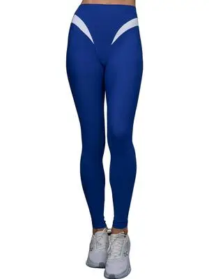Carbon38 Spliced Colorblock Legging In Melt - Cobalt/white