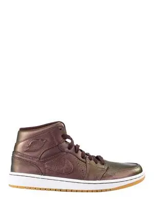 JORDAN 1 Mid Nouveau Gum Sneakers - Deep Burgundy/white