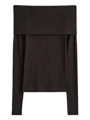 Cos Off-the-Shoulder Merino Wool Top Brown
