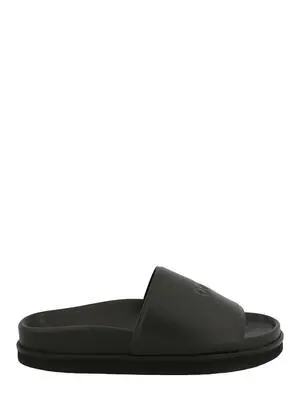 Off-White Cloud Stamp Leather Slides - Black