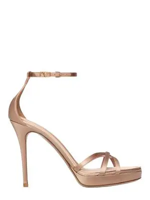 Valentino Garavani 120mm Satin Platform Sandals - Neutrals