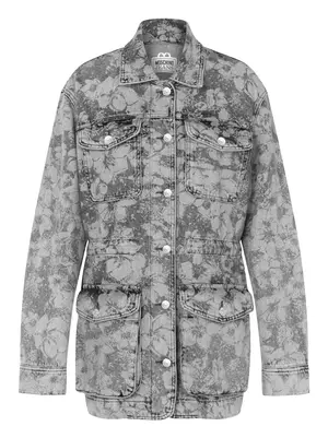 Moschino Floral-print Cotton Jacket - Grey