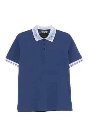 Versace Logo-collar Polo Shirt - Blue