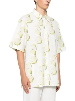 Givenchy Lemon-print Seersucker Shirt - White