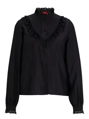Hugo Ruffled-trim Blouse - Black