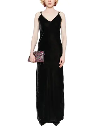 BLANCA VITA Velvet Long Dress - Grey