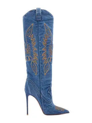 LE SILLA Eva 120mm Embroidered Boots - Blue