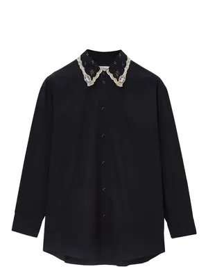 LEMAIRE Embroidered Collar Shirt - Black