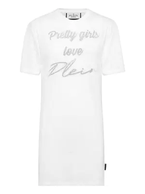 Philipp Plein Short Sleeve T-shirt Dress - White