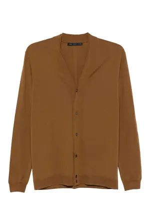 LOW BRAND Merino Wool Cardigan - Brown