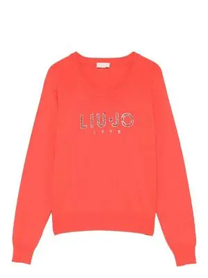 Liu Jo Logo-rhinestone Sweater - Orange