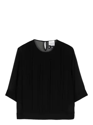 EDWARD ACHOUR PARIS Sheer Half-sleeve Blouse - Black