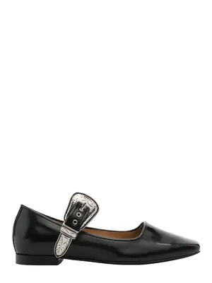 Toga Leather Ballet Flats - Black