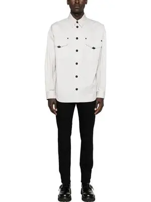 Versace Press-stud Cotton Shirt - Grey