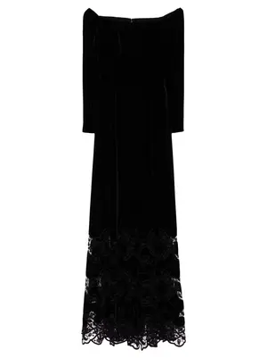 Elie Saab Embroidered Velvet Dress - Black