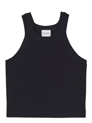 Closed Cropped Tank Top - Black