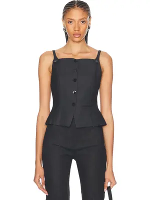 GANNI Suiting Vest Top - Phantom