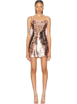 LoveShackFancy Grecia Sequin Dress - Rose Gold