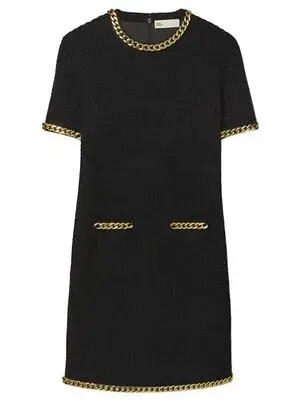 Tory Burch Chain Trimmed Wool Dress - Black