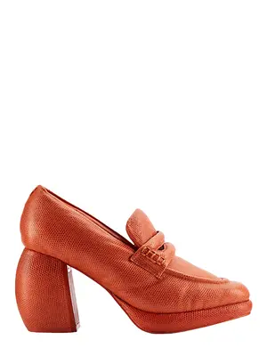 CLARKS X MARTINE ROSE Leather-blend Heeled Loafers - Orange Int Lea