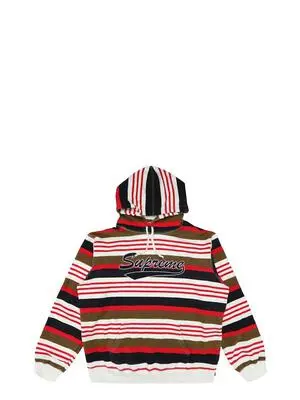 Supreme Striped Hooded Sweatshirt - Red