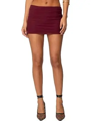 EDIKTED Mesh Mini Skirt - Burgundy