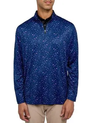 CON.STRUCT Regular Fit Paint Splatter Print Recycled Performance Quarter Zip - Navy/pink