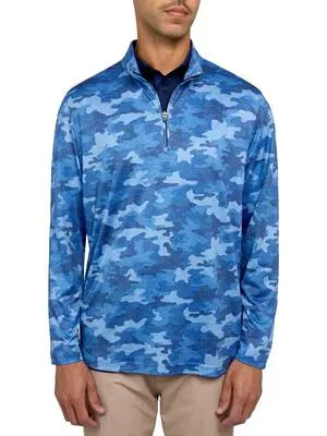 CON.STRUCT Regular Fit Camo Print Recycled Performance Quarter Zip - Navy/blue
