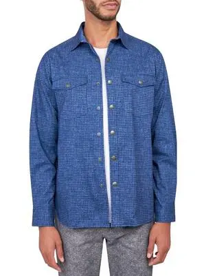BROOKLYN BRIGADE Dot Geo Cotton Stretch Shirt Jacket - Navy