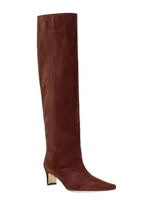 Staud Wide Shaft Wally Knee High Boots Mahogany