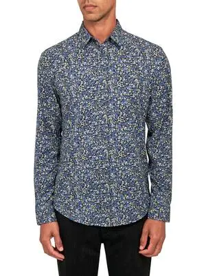 BROOKLYN BRIGADE Slim Fit Liberty Floral Recycled 4-way Stretch Performance Long Sleeve Shirt - Green