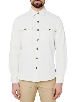 BROOKLYN BRIGADE Solid Waffle Knit Shirt Jacket - White