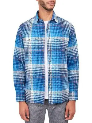 BROOKLYN BRIGADE Plaid Cotton Shirt Jacket - Blue