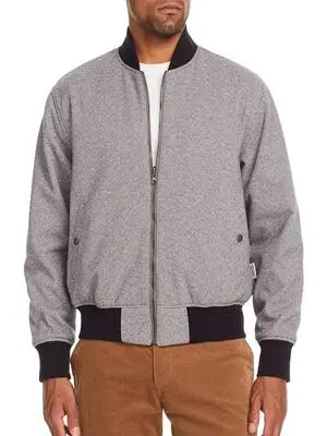 BROOKLYN BRIGADE Herringbone Reversible Bomber Jacket - Black/grey