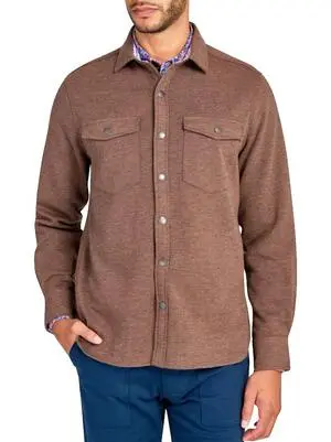 BROOKLYN BRIGADE Slim Fit Denim Printed Shirt Jacket - Brown