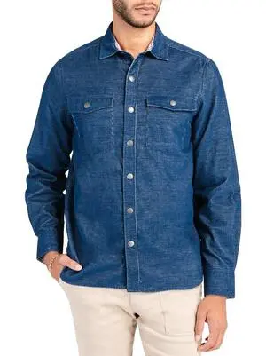 BROOKLYN BRIGADE Slim Fit Denim Printed Shirt Jacket - Navy