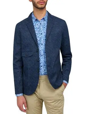 BROOKLYN BRIGADE Slim Fit Texture Print Cotton Stretch Utility Blazer - Navy
