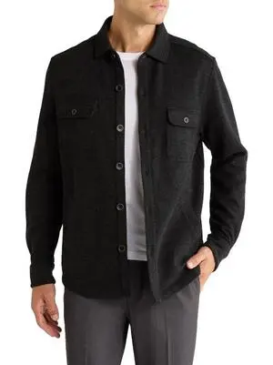 Robert Barakett Mezner Wool & Cotton Knit Overshirt - Charcoal
