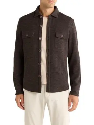 Robert Barakett Mezner Wool & Cotton Knit Overshirt - Coffee