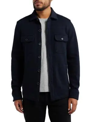 Robert Barakett Mezner Wool & Cotton Knit Overshirt - Navy