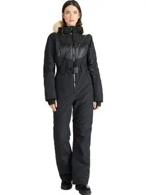 Pajar Pearl Belted Mixed Media Ski Jumpsuit - Black