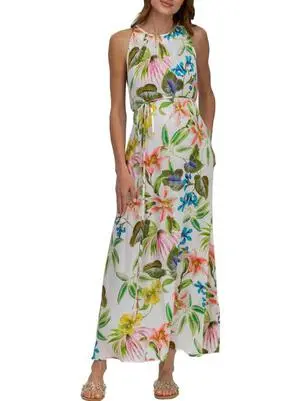 PIETRO BRUNELLI Floral Print Halter Maxi Dress - Natural
