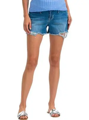 PIETRO BRUNELLI Distressed Denim Shorts - Medium Blue